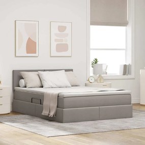 Postel s úložným prostorem a matrací Taupe 140 x 200 cm Samet 3370452