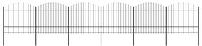Zahradní plot s kopím nahoře ocelový 1070 x 175 cm černý