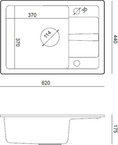 Černý kuchyňský granitový dřez QUADRON READY- SMART + CELOČERNÁ BATERIE A ČERNÝ DÁVKOVAČ