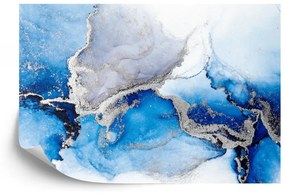 Fototapeta Blue Silver Abstract Background Of Marble Liquid Ink Art Painting On Paper . Image Of Original Artwork Watercolor Alcohol Ink Paint On High Quality Paper Texture . Omyvatelný vlies 270x180