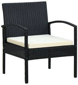 Zahradní židle s poduškou polyratan černá