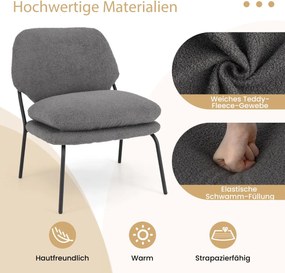 Costway Armless Accent Chair s Teddy Fleece potahem a křeslem pro volný čas