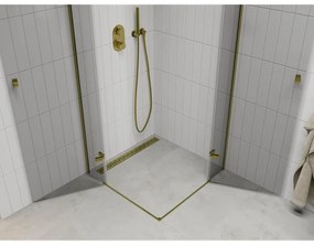 Mexen Roma Duo sprchový kout s otočnými dveřmi 90 x 90 cm, Průhledné, Zlatá - 854-090-090-50-00-02