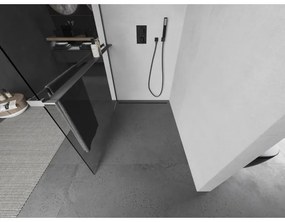 Mexen Kioto+, sprchová zástěna Walk-In s poličkou a věšákem 70 x 200 cm, 8mm čiré sklo, grafitový profil, 800-070-121-95-00