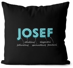 Polštář Mužská jména – NEON (Velikost: 55 x 55 cm, Jméno: Josef)