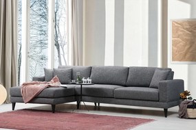 Designová rohová sedačka Santino 303 cm tmavě šedá - levá