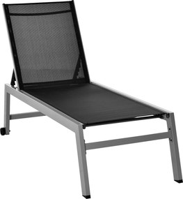 Lehátko Outsunny Relax Lounger 5-stupňové nastavitelné opěradlo hliníkové černé 169x65x102cm na zahradu a terasu | Aosom.de