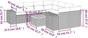 9dílná zahradní sedací souprava s poduškami černá polyratan 3225369