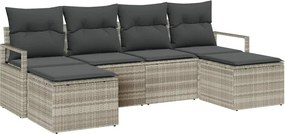 Set pohovek 6 ks Světle šedá polyratan 3346492