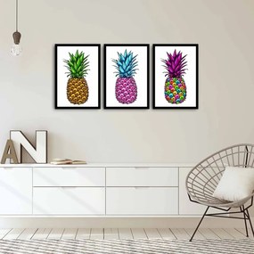 Sada obrazů Pineapple 3 ks 35x50 cm bílá