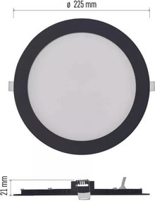 EMOS Černý vestavný LED panel kulatý 225mm 18W CCT Premium ZD1343