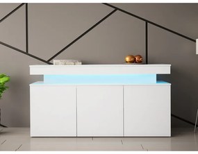 Komoda s LED osvětlením Lestirola 3D 160, Barva:: bíla / bíly lesk