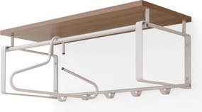 Ocelový nástěnný věšák v přírodní barvě/taupe s poličkou 70 cm Rex – Spinder Design
