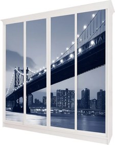 Skříň Rim-Veneziano 4D 2.7 m bílá s římsou, fasádami Fototisk F786L/SL/SR/R