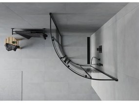 Mexen Rio půlkruhový sprchový kout 90 x 90 cm, Pruhy, Černá - 863-090-090-70-20