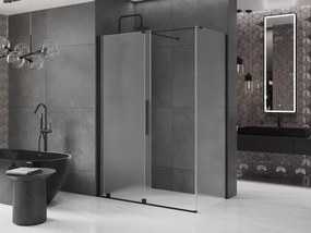 Mexen Velar, sprchový kout s posuvnými dveřmi 140 x 85 cm, 8mm sklo námraza, černá matná, 871-140-085-31-70