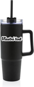 Personalizovaná cestovní termoska s průhledným víčkem s vlastním textem s obrysem