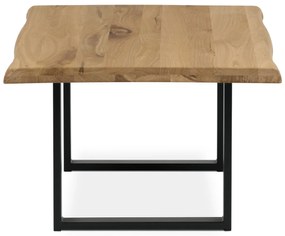 AUTRONIC Stůl konferenční 110x70 cm, masiv dub, přírodní hrana, kovová noha "U" 6x2 cm