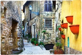 DIMEX | Samolepicí vliesová fototapeta na zeď Italská vesnice MA-5-0702 | 375 x 250 cm | červená, žlutá, šedá