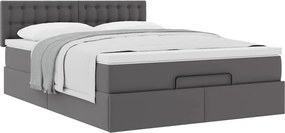 Osmanský rám postele s matrací šedá 140x190cm umělá kůže 3311306
