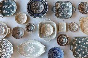 Porcelánová šedá zapékací miska Arés Ramekin s úchyty – Ø18*4,5 cm