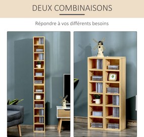 HOMCOM Sada 2 sloupových polic pro skladování CD-DVD, 6 + 6 oddílů, rozměry 21D x 19Š x 88V cm, maximální kapacita 160 CD, barva buku