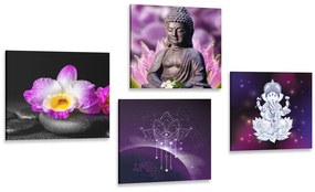 Set obrazů Feng Shui ve fialovém provedení Varianta: 4x 60x60