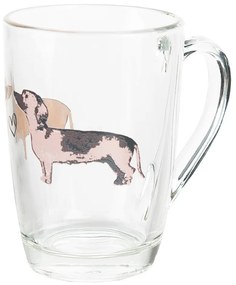 Skleněný hrnek s jezevčíky Dachshund Love - 11*8*11 cm / 300 ml