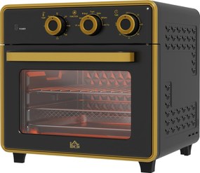 HOMCOM malá trouba 20L 1400W 90-230℃ s časovačem na 1 hodinu 3 polohy roštu Plech na pečení Žehlička Černá 36cm x 37,7cm x 34,5cm | Aosom.de