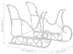 vidaXL Marketos Vánoční sobi se sáněmi 280 x 28 x 55 cm akryl
