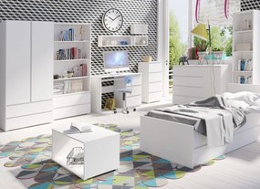 Studentský nábytek COSMO sestava 6 (postel pro matraci 90x200cm) Barevné provedení: Bílá, Matrace: Pocket + kokos +2782Kč