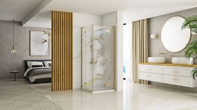 Rea Hugo, sprchová kabina 80(dveře)x90(dveře)x200,5 cm, 6mm čiré sklo, zlatý matný profil, KPL-K8410