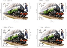 Vlak Flying scotsman textilní přelepitelné samolepky na zeď arch 100 x 67 cm