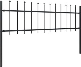 Zahradní plot s kopím nahoře ocelový 1339 x 60 cm černý 277600