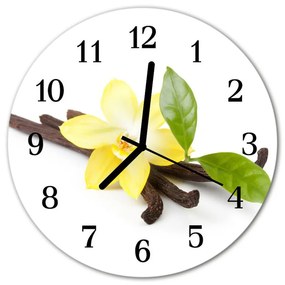 Nástenné skleněné hodiny Vanilkové květy