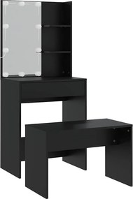 Set toaletního stolku s LED černý kompozitní dřevo 3114132