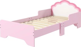 Dětská postel ZONEKIZ pro děti od 3 do 6 let 143 x 74 x 55 cm s motivem oblaku - včetně lamelového roštu, moderní růžový pokoj