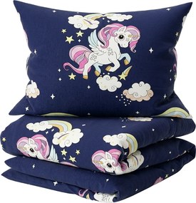 Bavlněné povlečení UNICORN modré Rozměr povlečení: 2 ks 70 x 90 cm | 200 x 220 cm