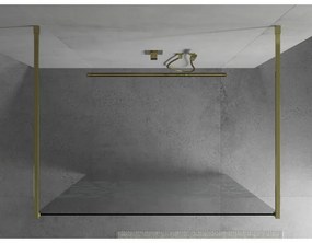 Mexen Kioto, průchozí sprchová zástěna 110 x 200 cm, 8mm sklo čiré/bílý vzor, 2x zlatá stabilizační rozpěra, 800-110-002-50-85