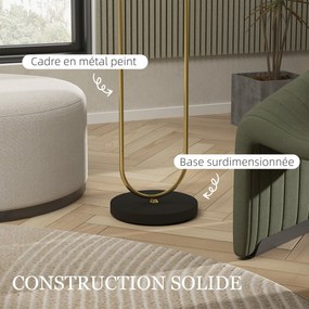 HOMCOM Stojací Lampa s Lněným Stínidlem E27 Moderní Styl Stojací Lampa s Nožním Spínačem pro Obývací Pokoj a Ložnici 156 cm Zlatá a Černá | Aosom