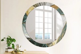 Kulaté dekorativní zrcadlo Agat mramor a zlato fi 90 cm