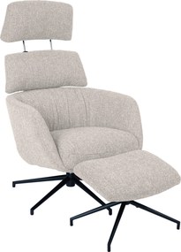 XXXLutz RELAXAČNÍ KŘESLO S TABURETEM, kov, textil, černá, béžová Dieter Knoll - Relaxační křesla - 001261001102