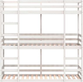 Třípatrová postel bílá 90 x 200 cm masivní borové dřevo 3284255