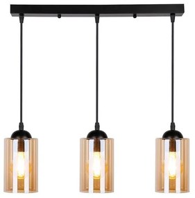 Černé závěsné svítidlo se skleněným stínidlem 10x55 cm Bistro – Candellux Lighting