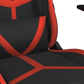 Herní židle s podnožkou černá a červená umělá kůže,  3143677