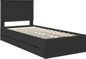 Rám postele se zásuvkou Černá 100 x 200 cm Inženýrské dřevo 3409490