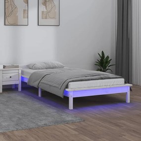 820597 vidaXL Rám postele s LED světlem bílý 100 x 200 cm masivní dřevo