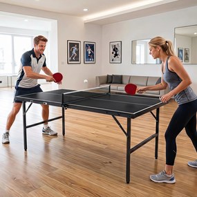 Costway Skládací stůl na stolní tenis se sítí a 2 pálkami a míčky Mini na stolní