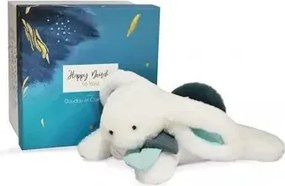 Doudou Dárková sada - Plyšový králíček s tmavě modrou bambulkou 25 cm