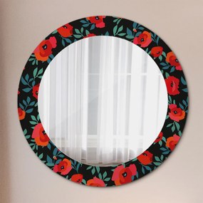 Kulaté dekorativní zrcadlo Červené semeno máku fi 60 cm